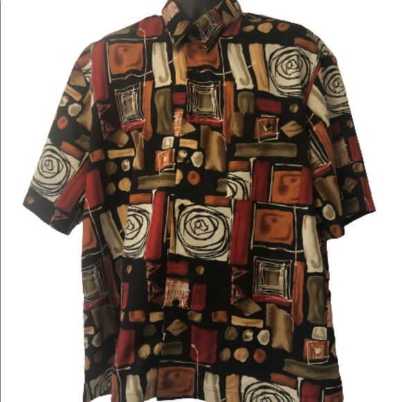 Alan Stuart | Shirts | Alan Stuart Short Sleeve Buttonfront Wild Art Xl ...